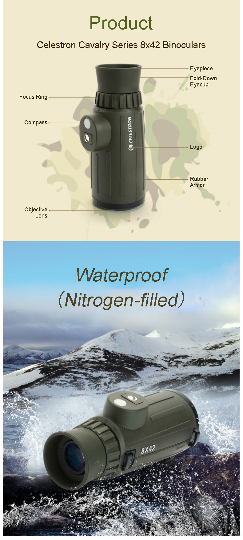 Celestron Cavalry 8x42mm Monocular with Compass and Reticle - Dubai ...